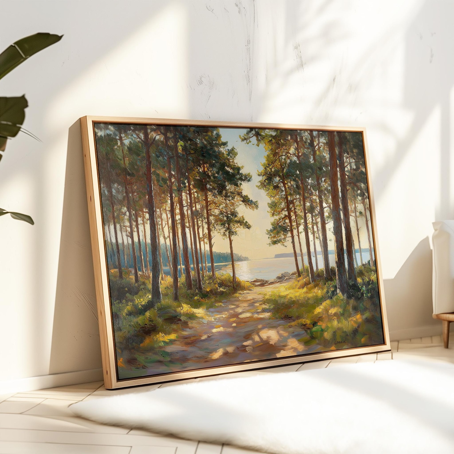 Lake Michigan Art Prints - Morning Sunlight Forest Lake Print, Michigan ...