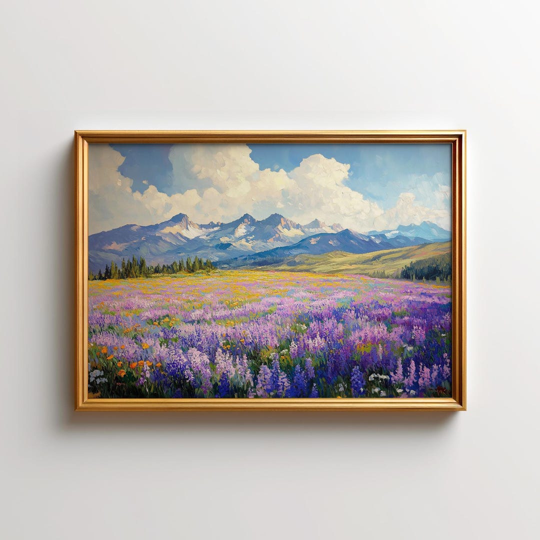 Yellowstone Painting Print - Grand Canyon Wildflowers Art & Montana ...