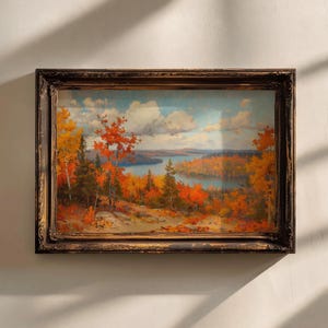 Autumn Landscape Painting of Lake Maple Trees Art Prints of Algonquin ...
