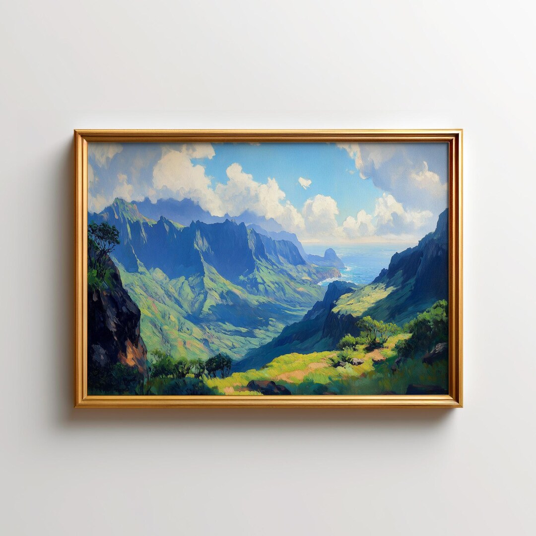 Hawaii Art Print, Nā Pali Coast Wall Art, Kauaʻi Island Coastal Poster ...