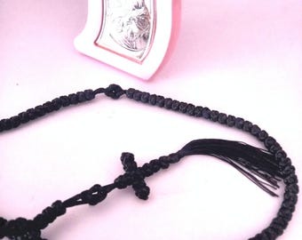 50 Knots Pure Wool Prayer Rope Orthodox Komboskini With Wooden Beads ...