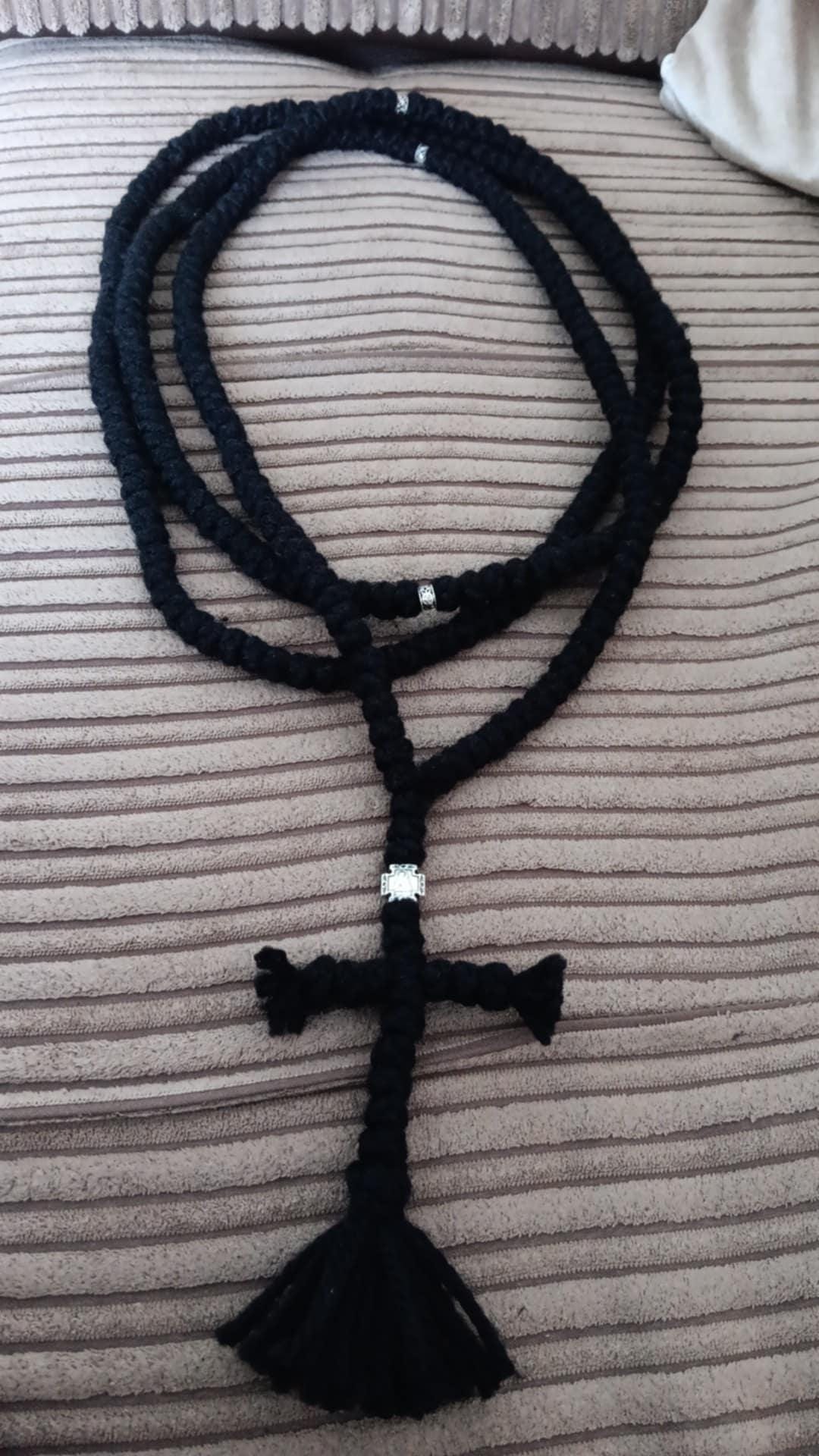 200 Knots Greek Orthodox Prayer Rope Komboskini (wool Thread and Silver ...