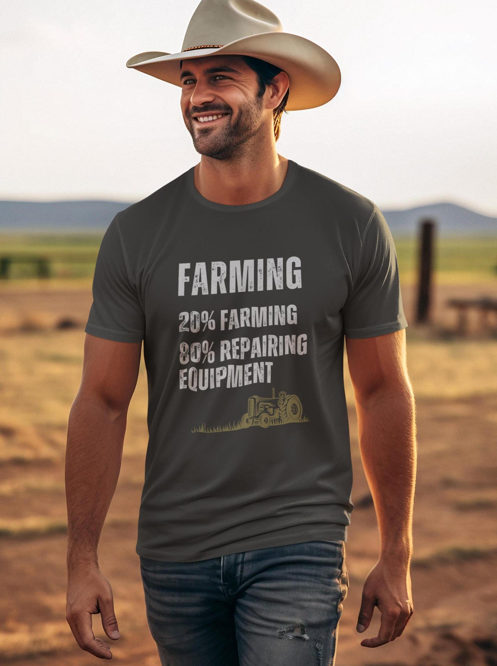 Funny Farmer T-shirt FARMING 20% Farming 80 REPAIRING EQUIPMENT Farm ...