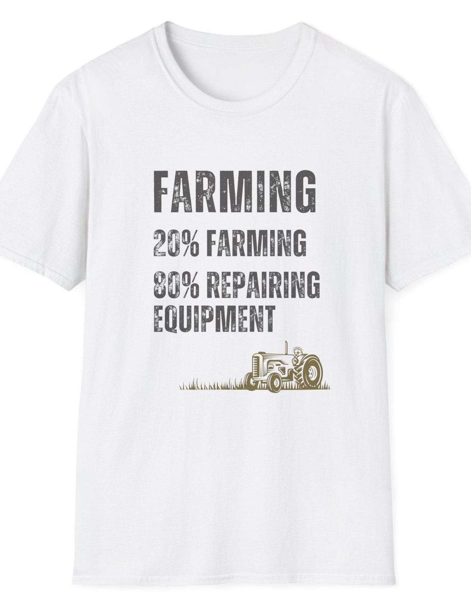 Funny Farmer T-shirt FARMING 20% Farming 80 REPAIRING EQUIPMENT Farm ...