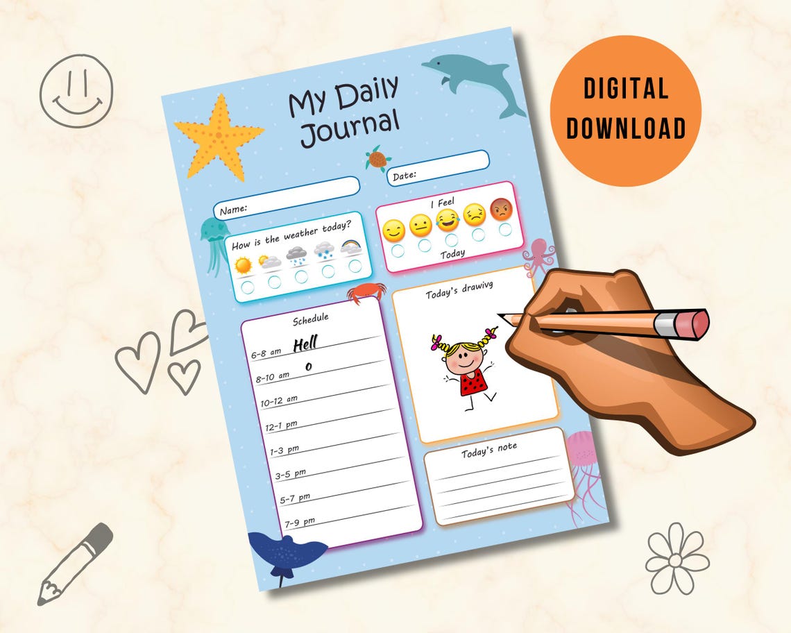 Kids Daily Journel Printable Diary for Chilren Daily Journal for Kids ...