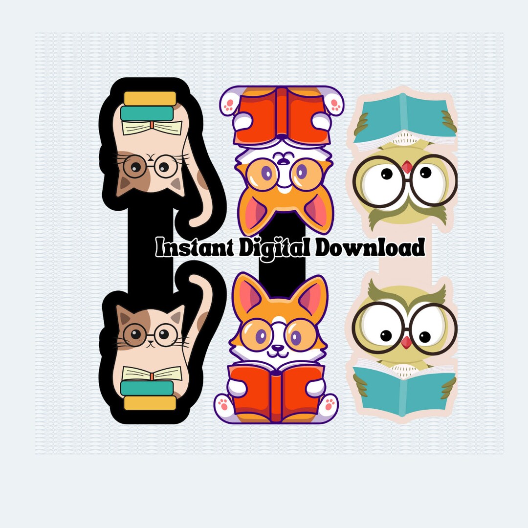 Bundle Download Magnetic Bookmark File Reading Animal Bookish Book - Etsy