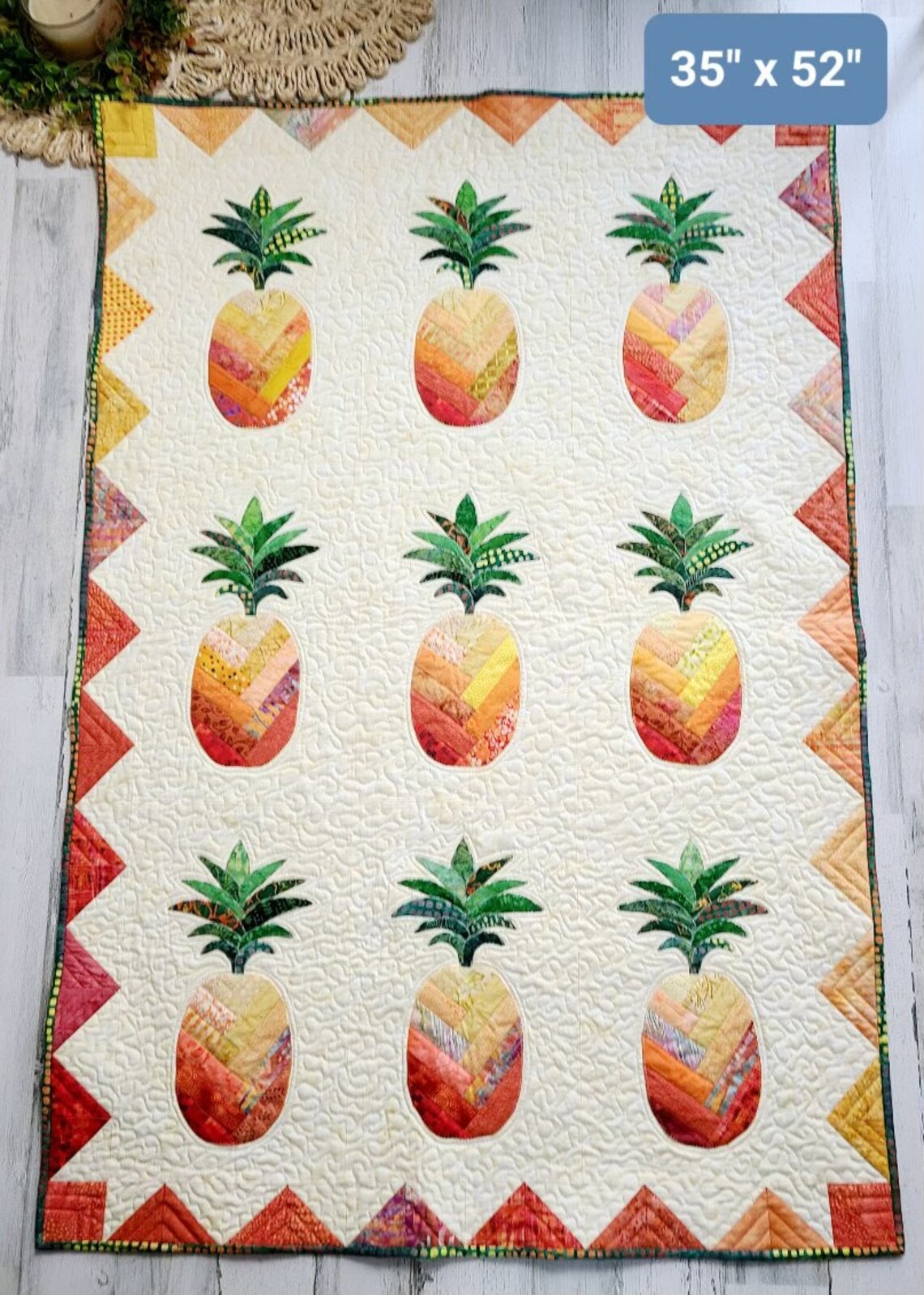 Barenaba Pineapple Quilted Wall Hanging or Lap Quilt - Etsy