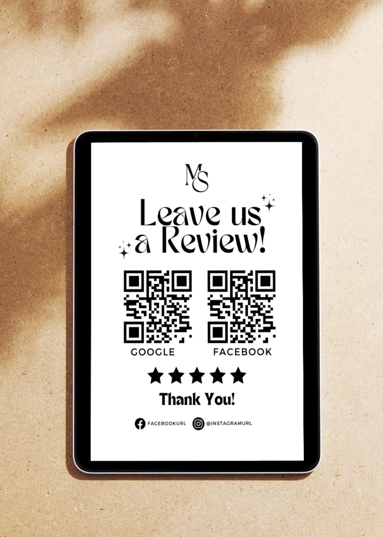Editable QR Code Review Flyer Template QR Code Review Request for Google and Facebook Printable ...