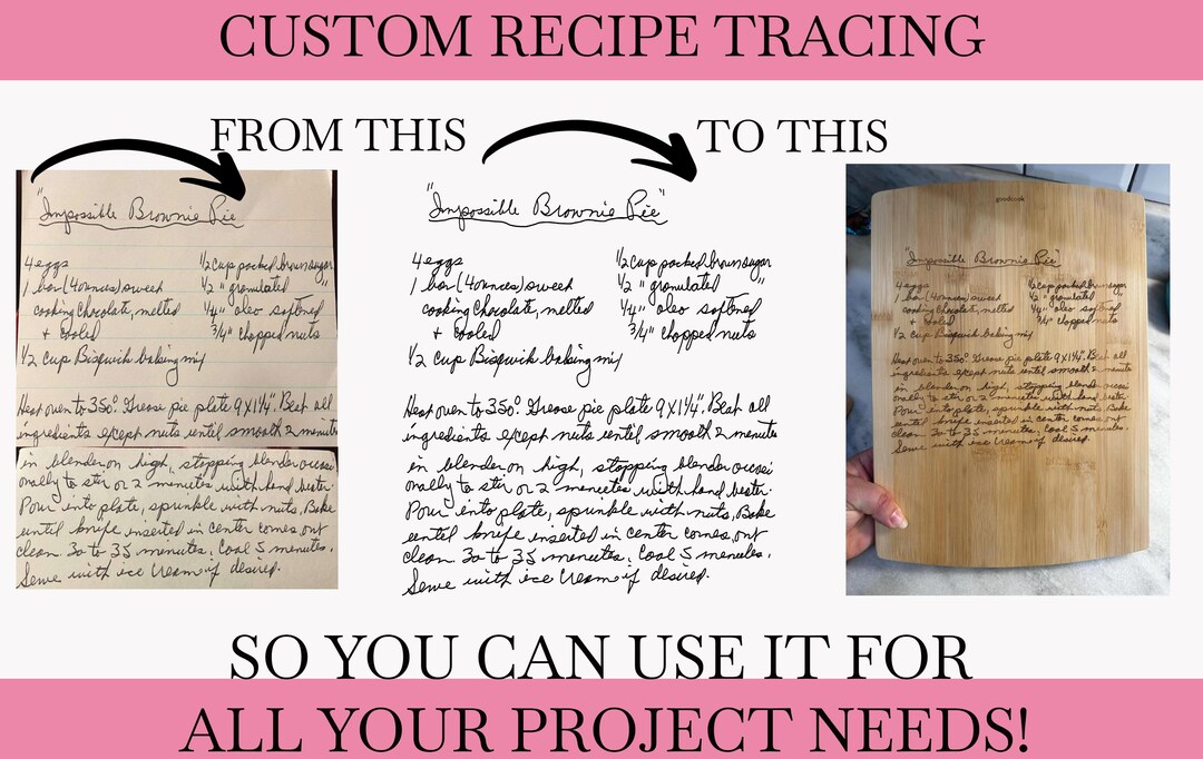 Custom Handwriting Recipe Tracing – Digital File for Laser Engraving ...
