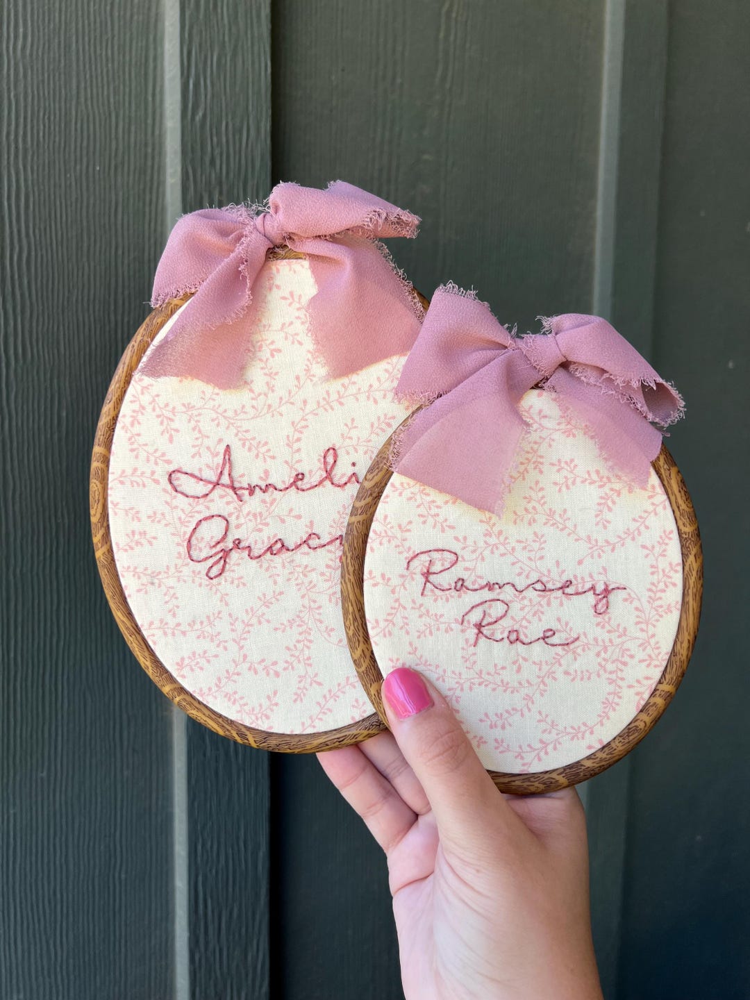 Hand Embroidered Name Hoop: Mauve Vines, Nursery Decor - Etsy