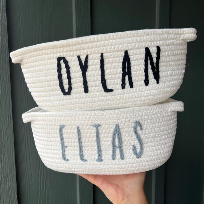 Embroidered Rope Baskets - Etsy