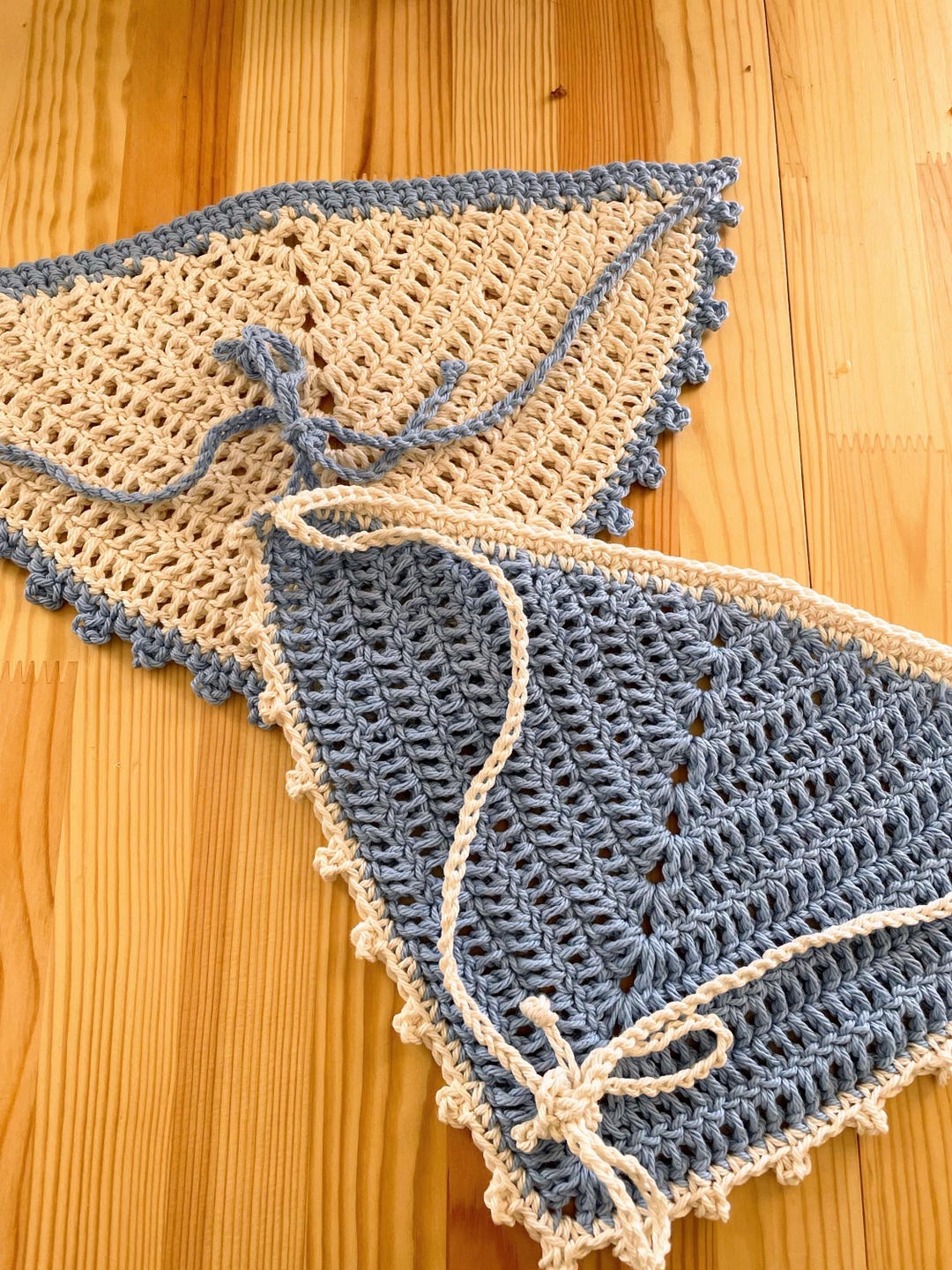 Periwinkle and Ivory Crochet Bandana **only One of Each Color** - Etsy
