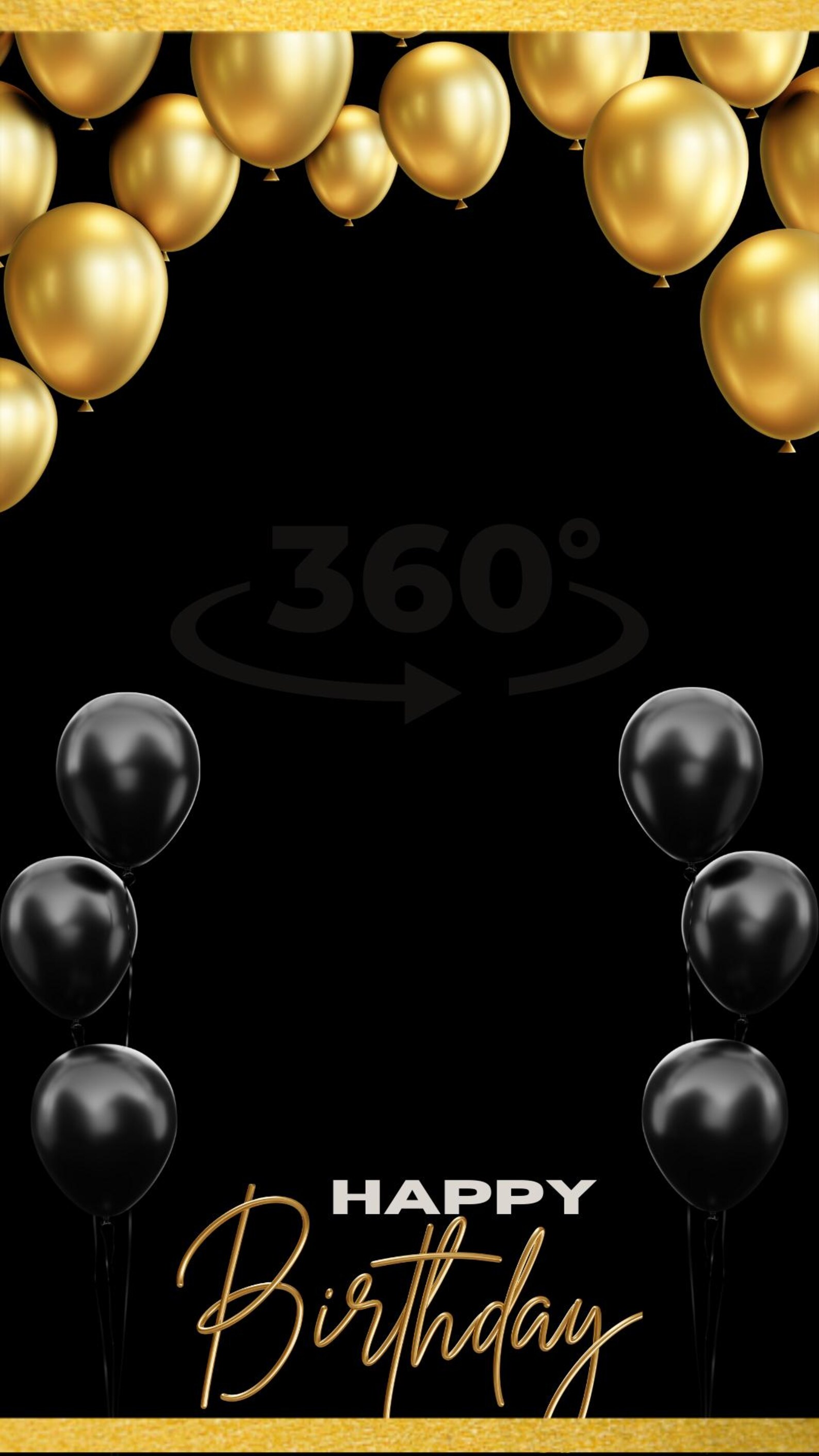 360 Photo Booth Overlay, Happy Birthday 360 Overlay, Black and Gold ...