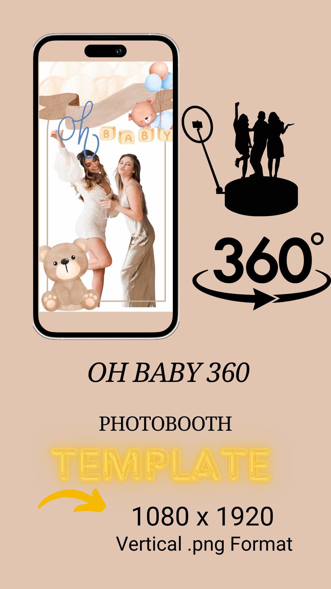 360 Photobooth Overlay Template, “oh Baby” Baby Shower Template, Baby ...