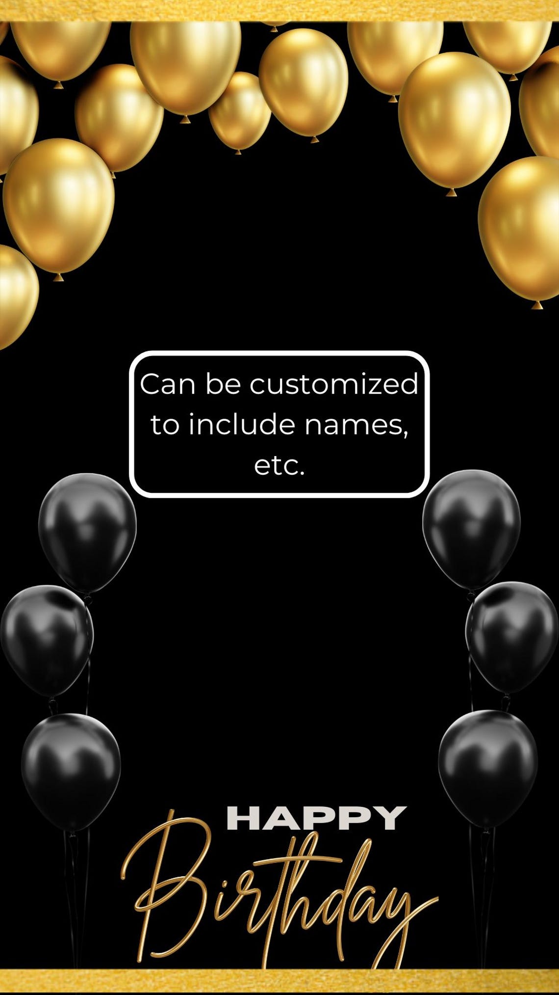 360 Photo Booth Overlay, Happy Birthday 360 Overlay, Black and Gold ...