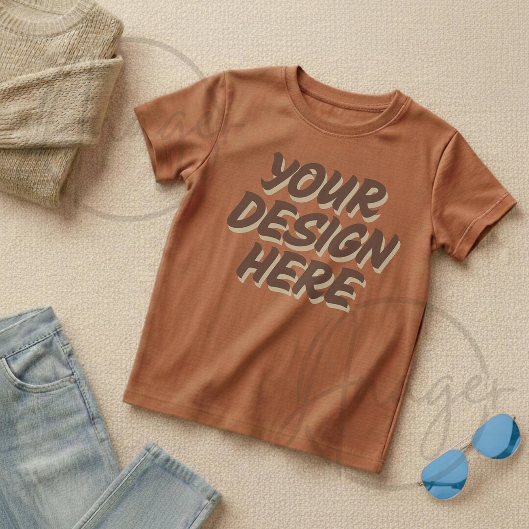 Kids Terracotta T-shirt Mockup - Comfort Colors C9018 Style - High ...