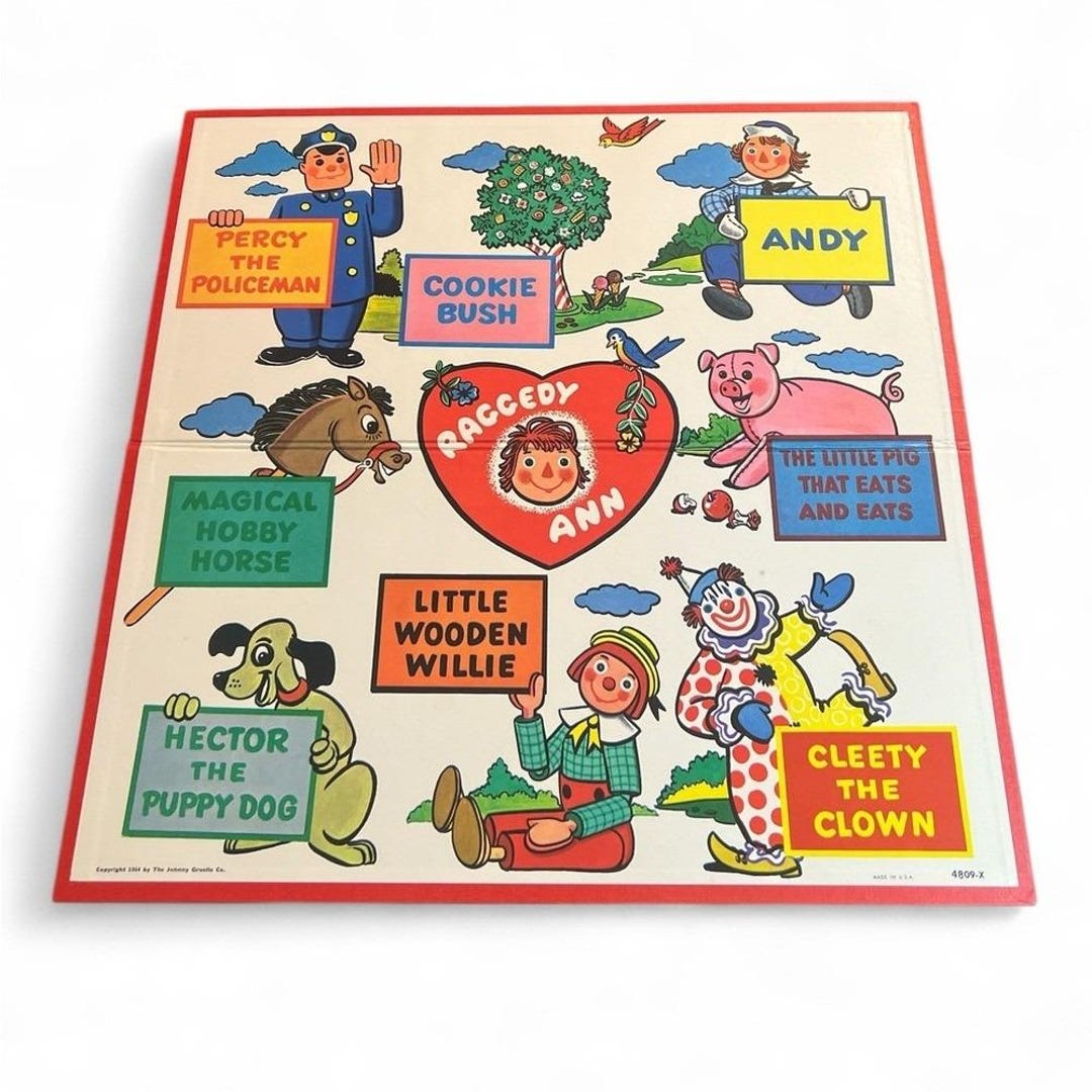 1954 Vintage Raggedy Ann Andy Board Game Upcycle Wall Decor Nursery ...