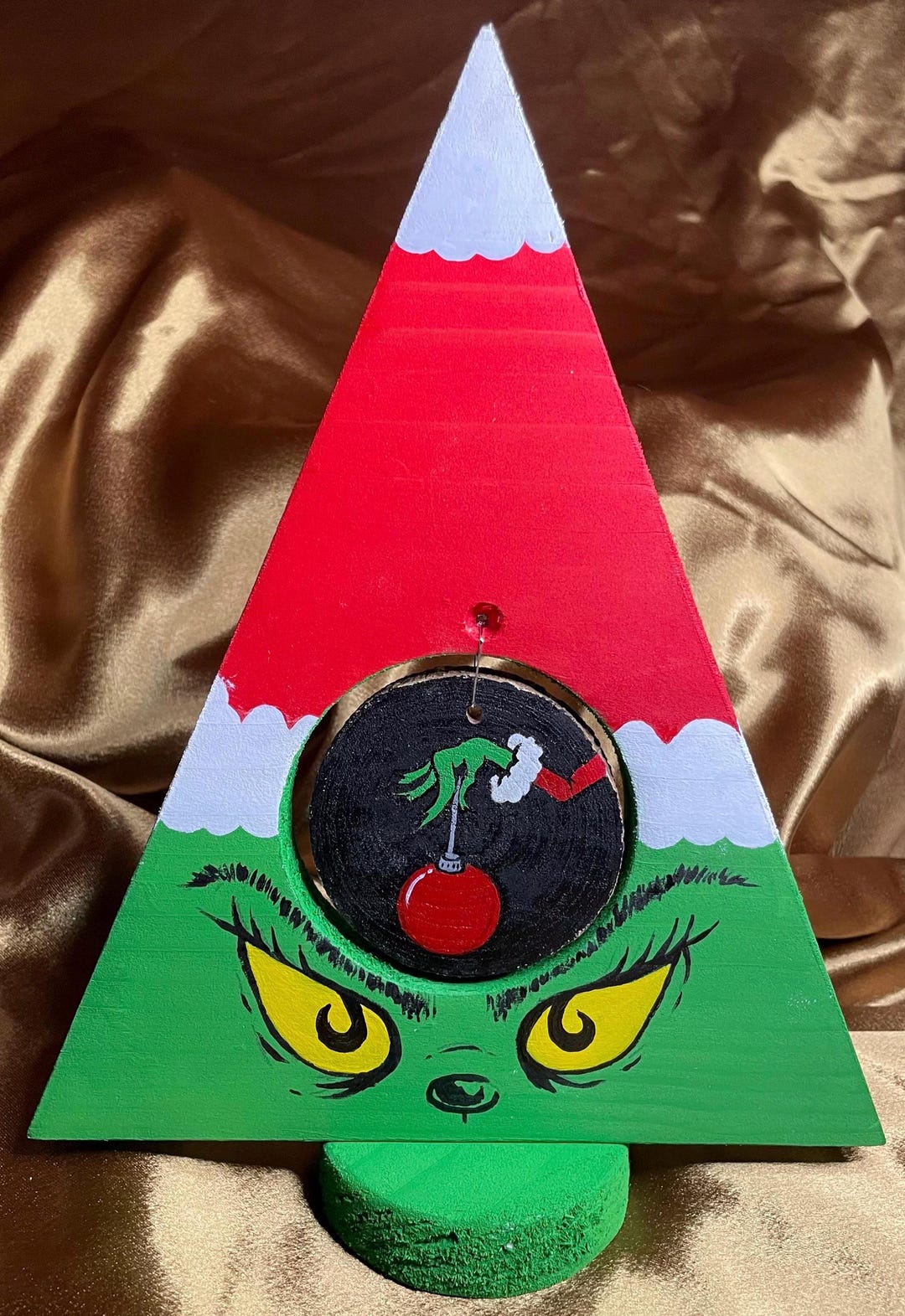 The Grinch Wooden Christmas Tree Decoration With Ornament - Etsy