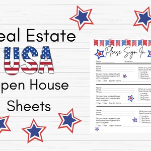 Printable USA Themed Open House Sign in Sheets and Welcome Sign- NAR ...
