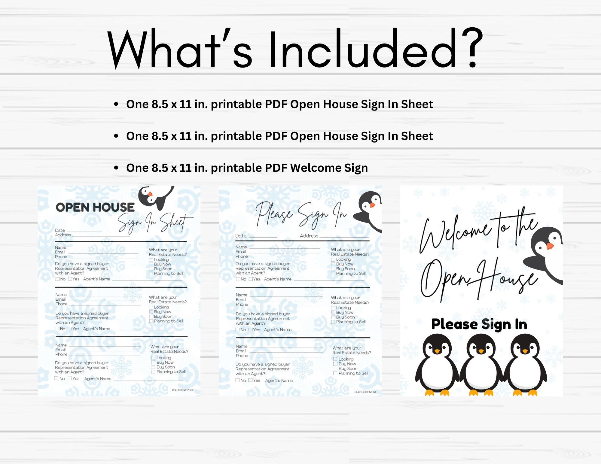 Printable Winter Penguin Themed Open House Sign in Sheets and Welcome ...