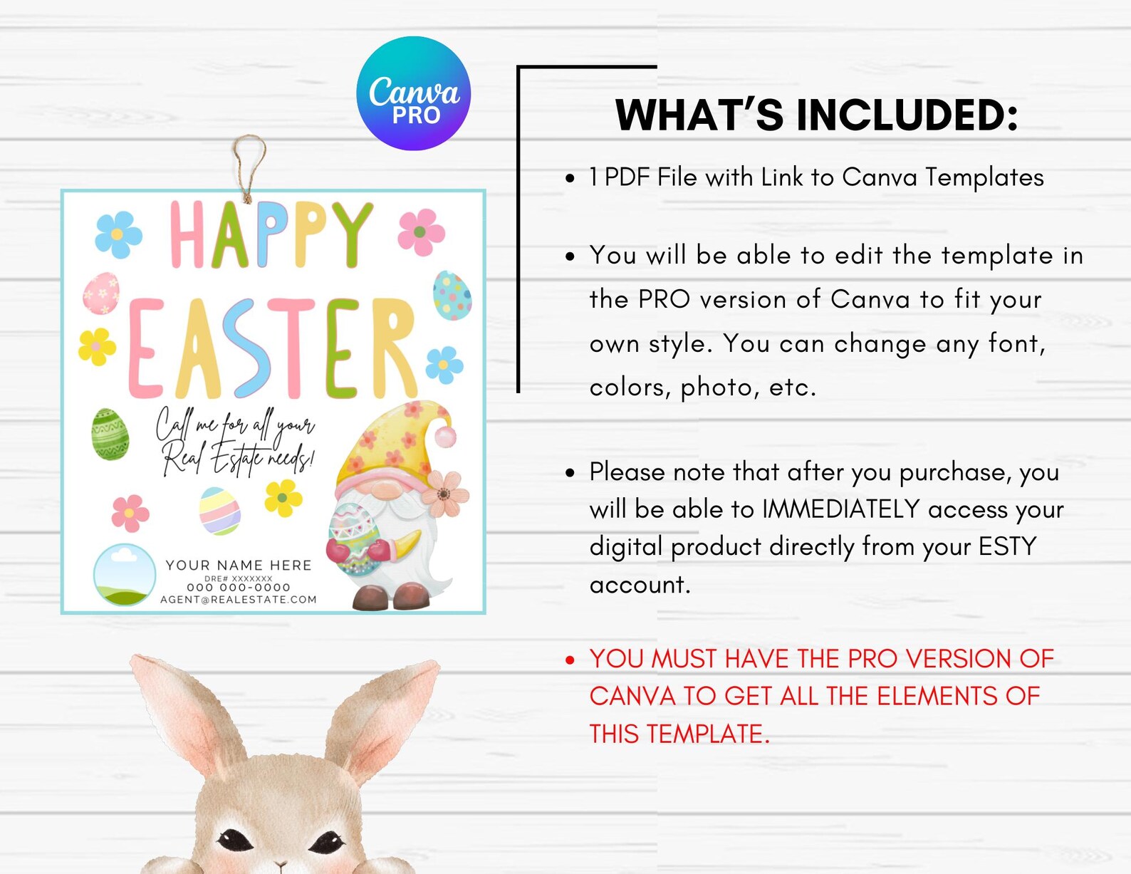 Happy Easter | Realtor Pop by Tag | Easter Editable Pop Bys | Real ...