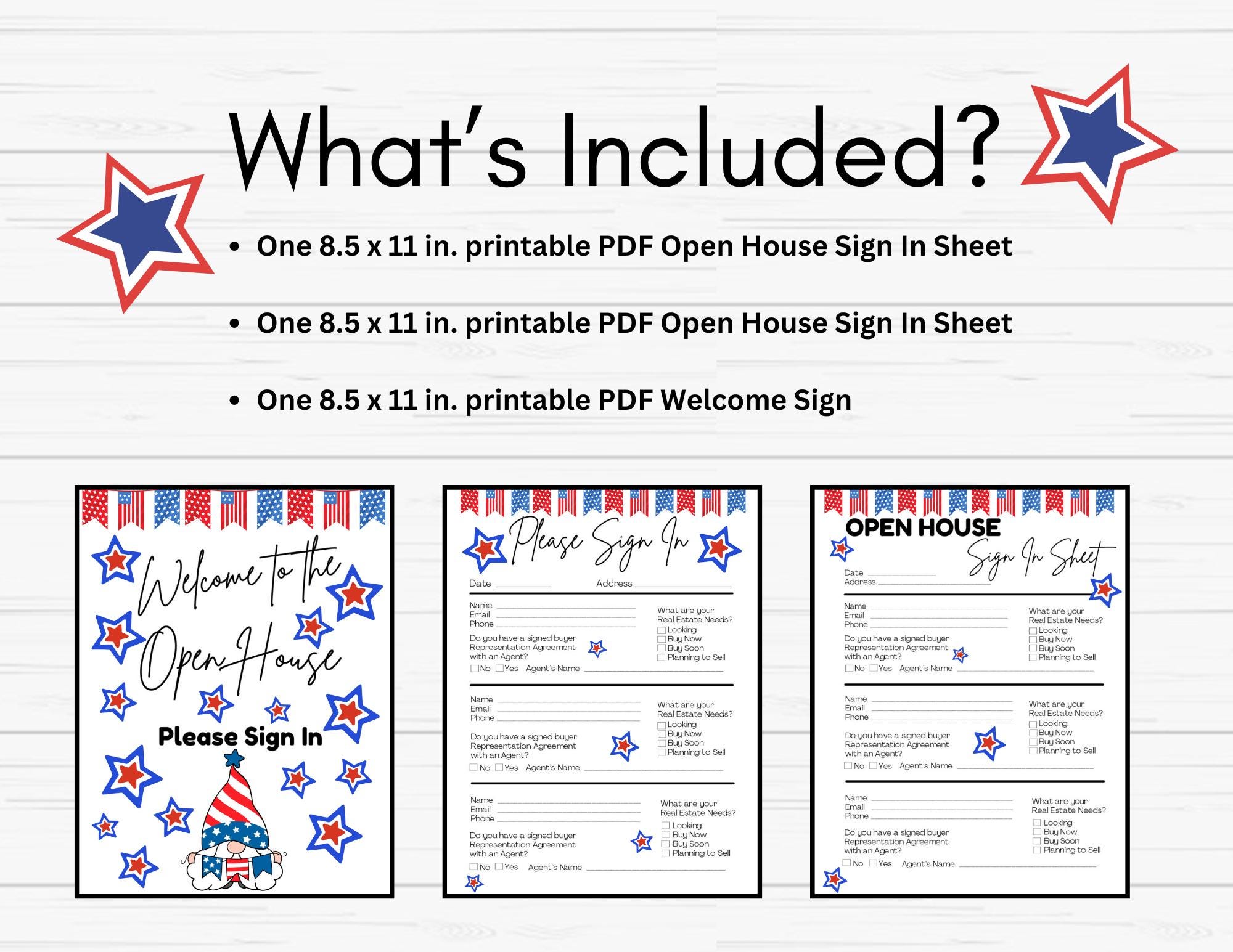 Printable USA Themed Open House Sign in Sheets and Welcome Sign- NAR ...