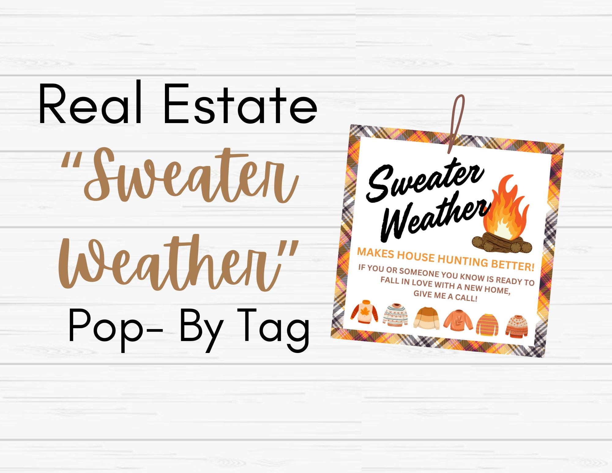 Printable "sweater Weather" Real Estate Pop-by Tag, Holiday Gift, Real ...