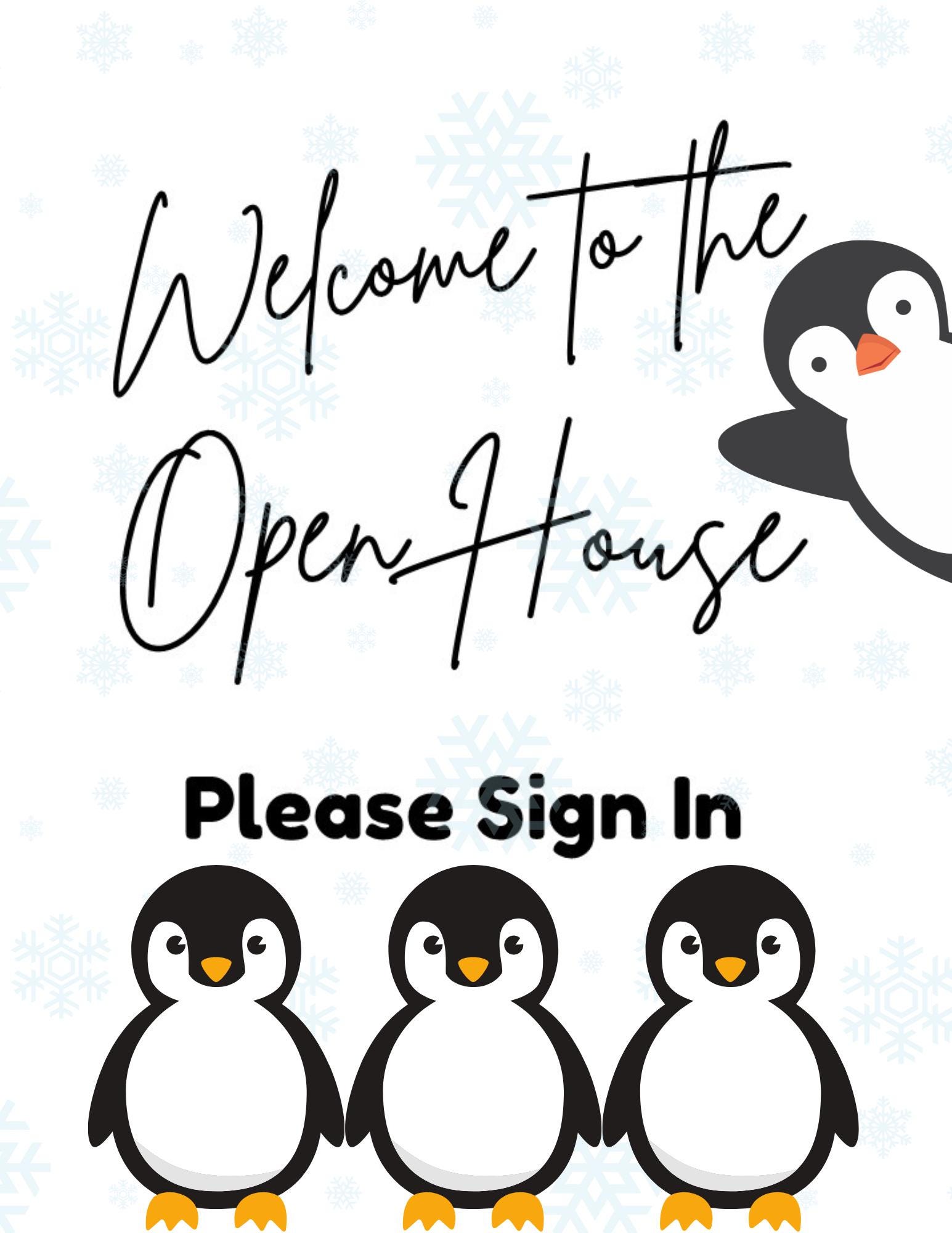 Printable Winter Penguin Themed Open House Sign in Sheets and Welcome ...