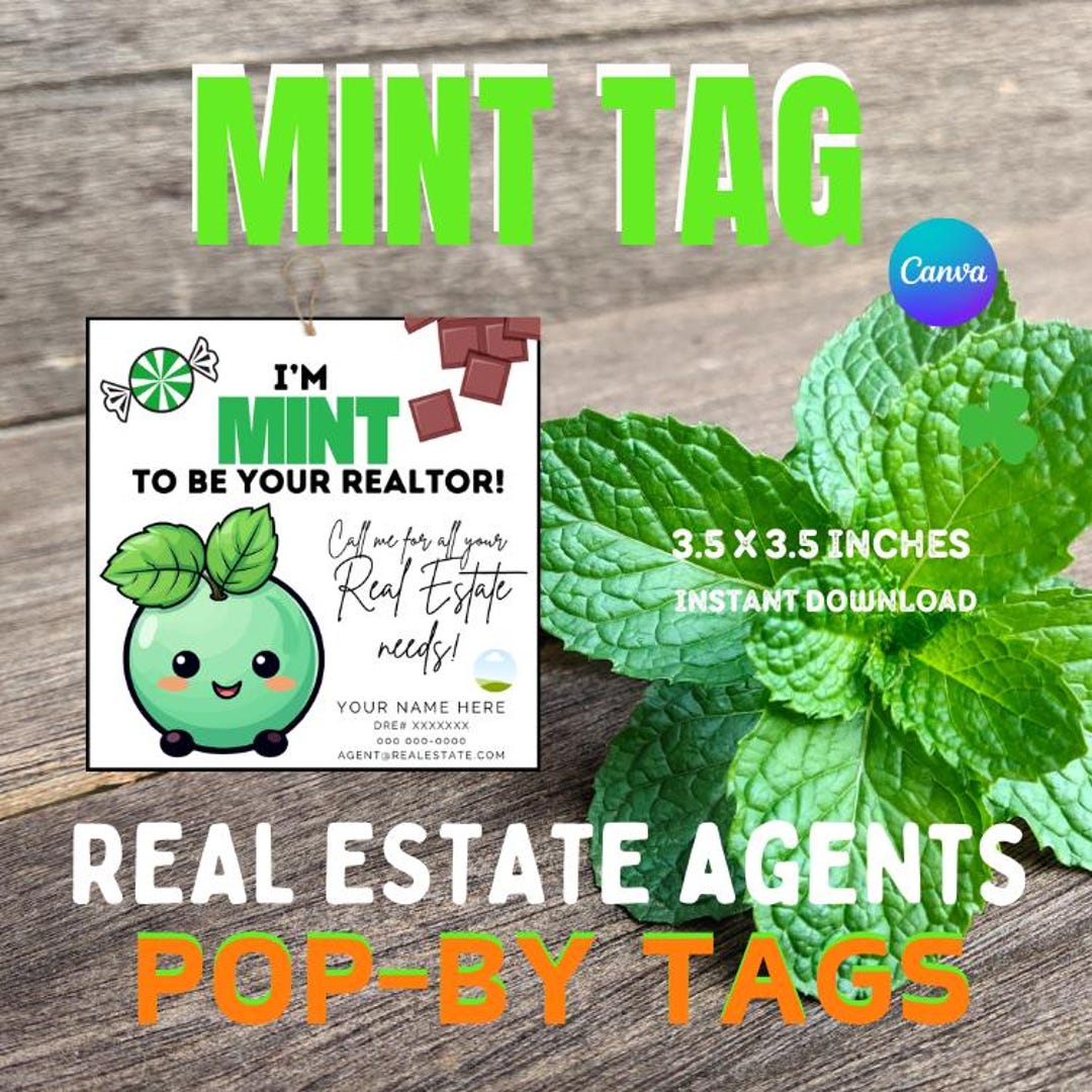 Realtor Pop by Tag: Mint Gift, Real Estate Marketing (canva Template ...