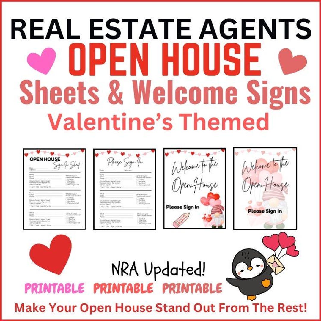 Printable Valentine's Themed Open House Sign in Sheets and Welcome ...