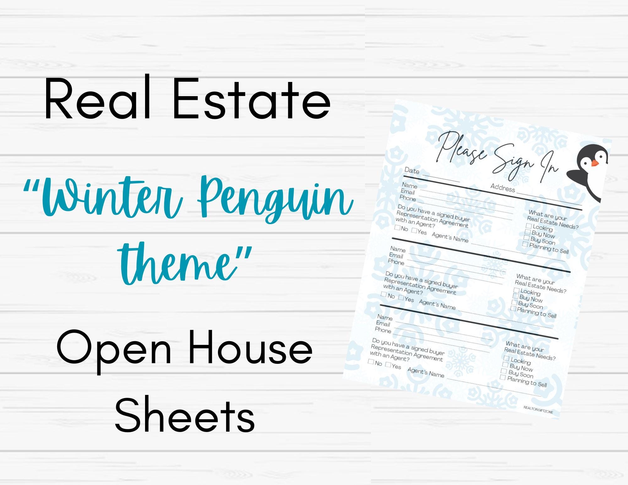Printable Winter Penguin Themed Open House Sign in Sheets and Welcome ...