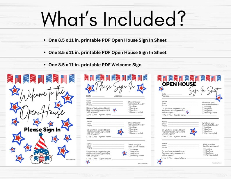 Printable USA Themed Open House Sign in Sheets and Welcome Sign- NAR ...
