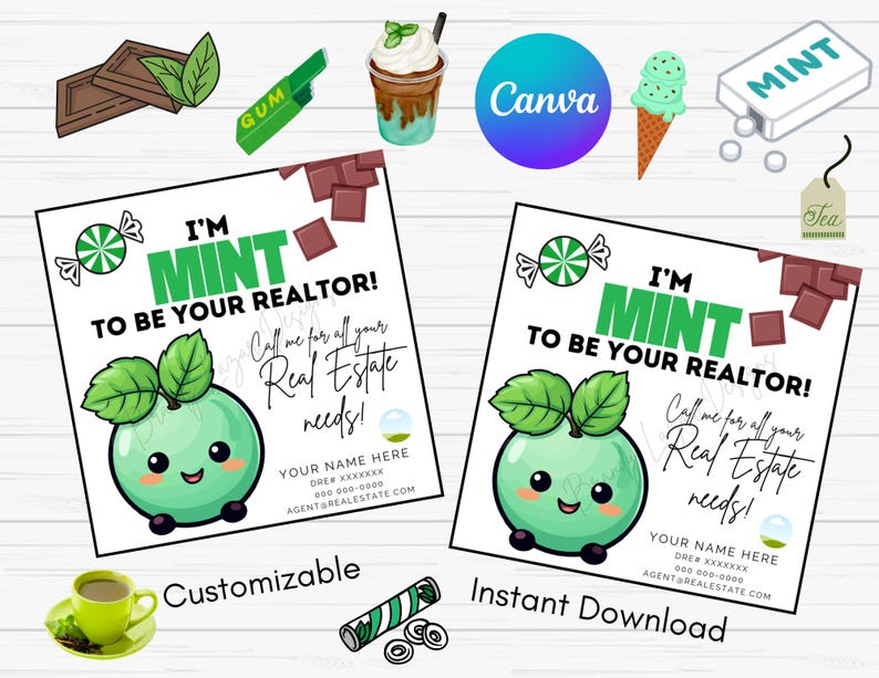 Realtor Pop by Tag: Mint Gift, Real Estate Marketing (canva Template ...