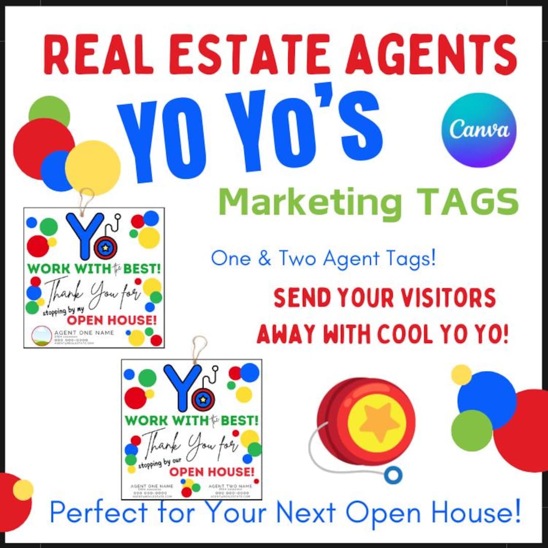 Yoyo Open House Tags: Real Estate Marketing Gift (canva Template ...