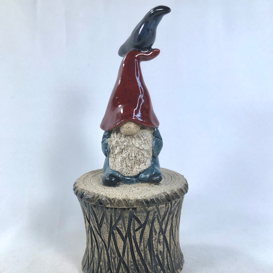 Handmade Pottery, Handmade Stoneware Figure Box, Hand Painted, Ceramic ...