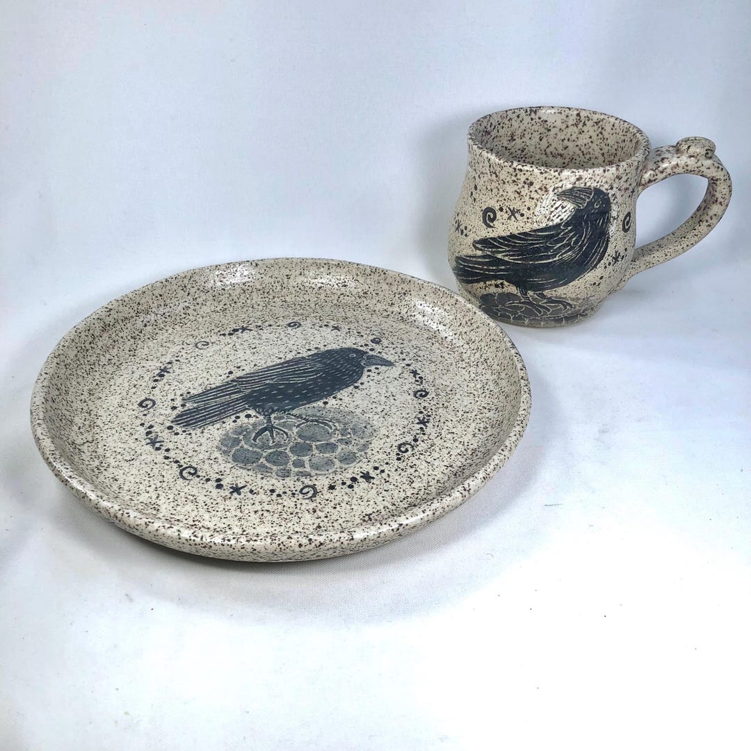 Pottery Plate and Mug Set, Handmade Stoneware Mug, Handmade Stoneware ...