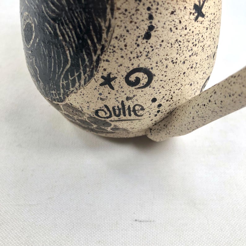 Handmade Pottery, Stoneware Mug, Hand Painted, Skull, Sgraffito, Goth ...