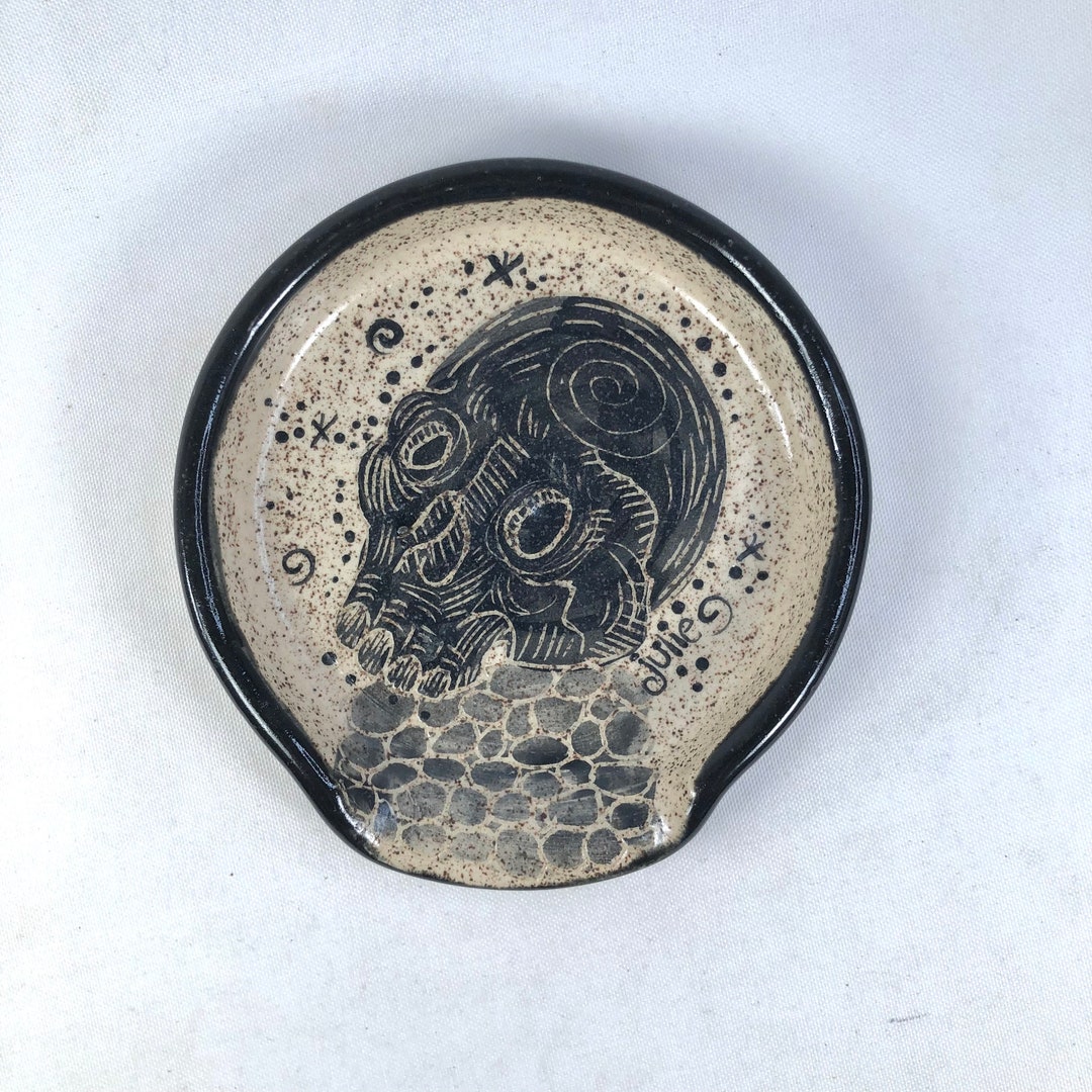 Handmade Pottery, Handmade Spoon Rest, Pottery Spoon Rest, Hand Painted ...