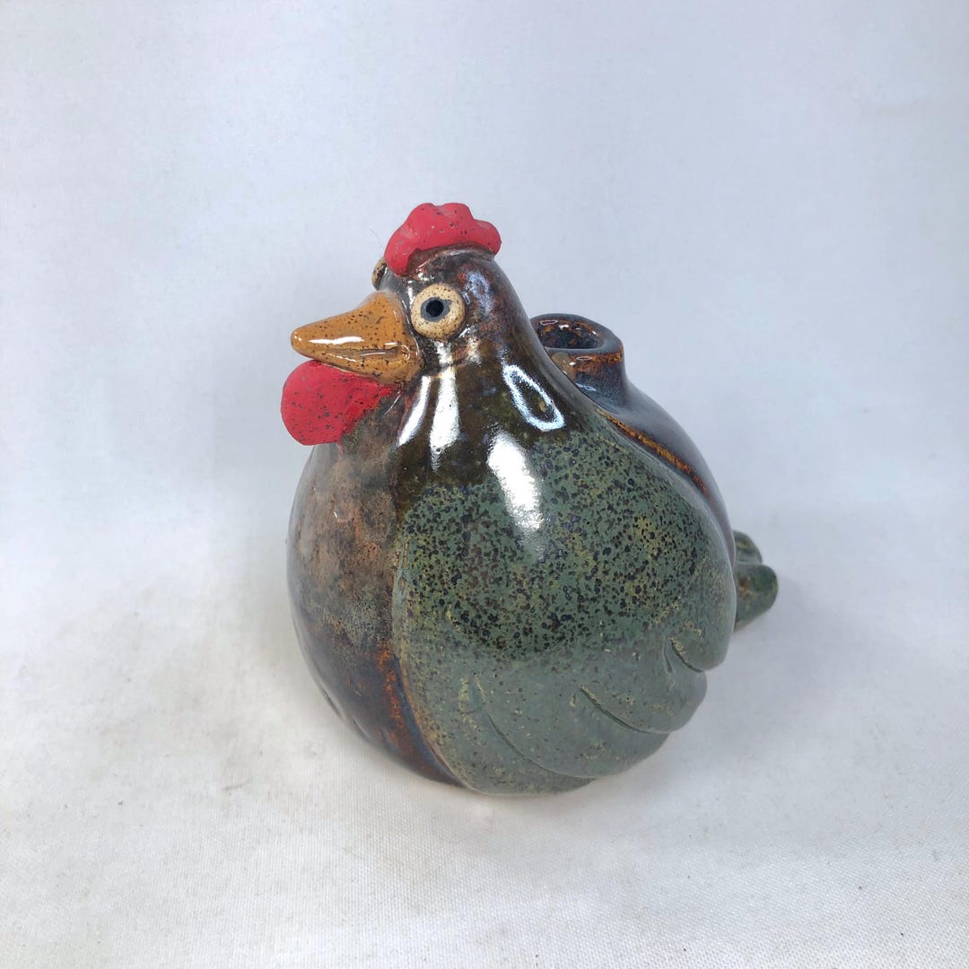Handmade, Pottery, Stoneware, Pottery Vase, Chicken, Chicken Vase, 21st ...