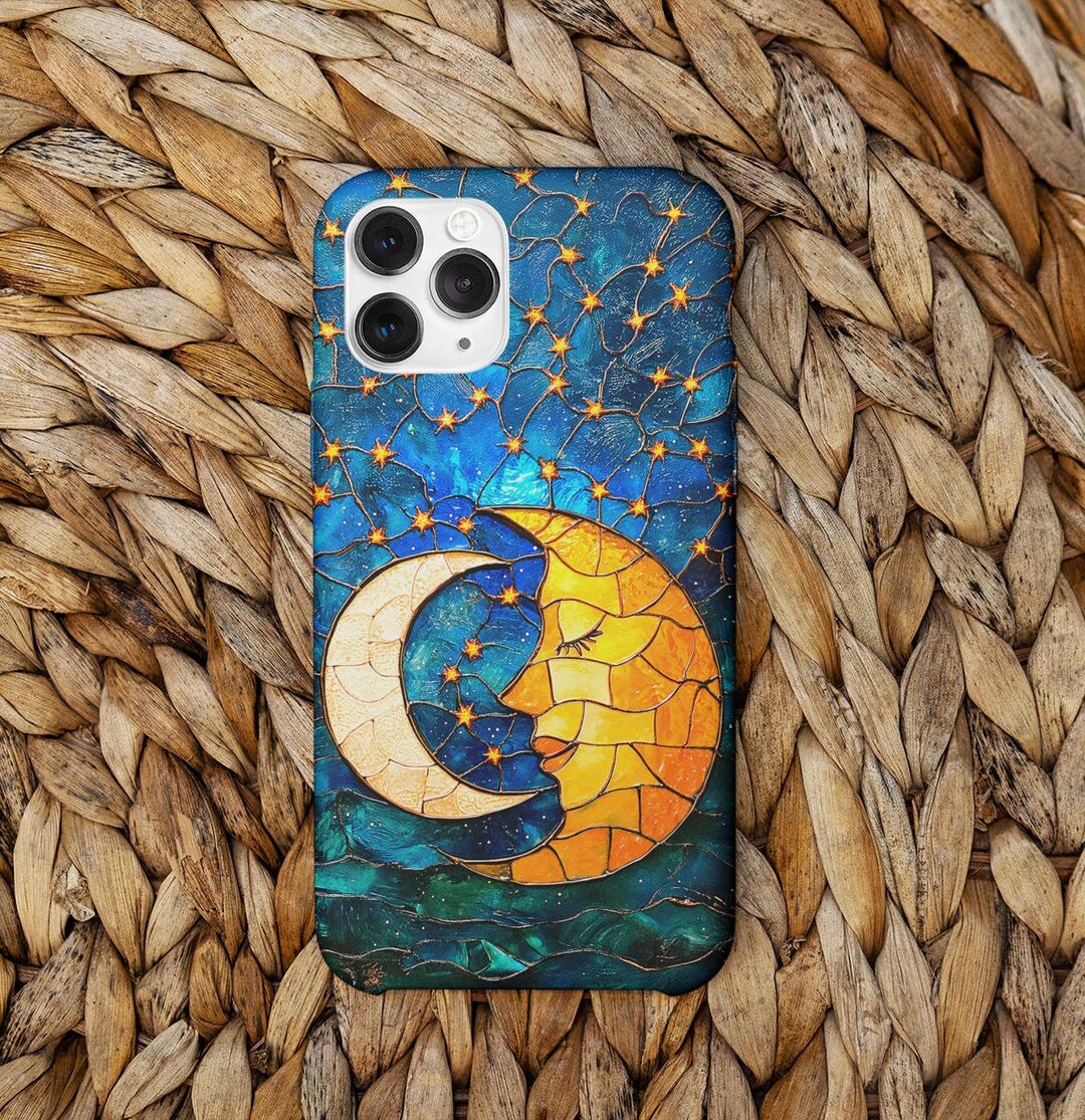 Stained Glass Moon Stars Phone Case: Mystic Celestial iPhone Cover - Etsy
