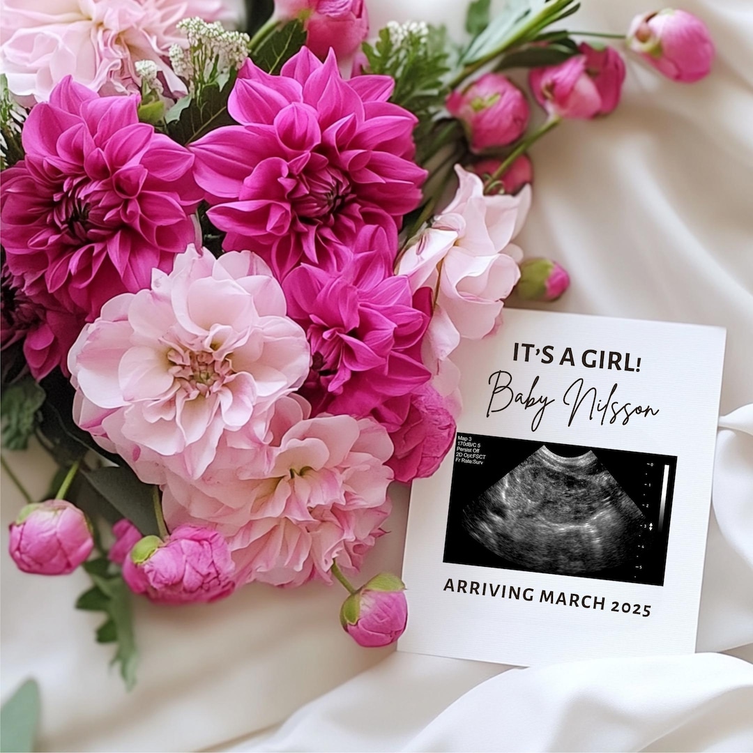 It's a Girl Baby Gender Reveal Simple Spring Minimalist Social Media ...