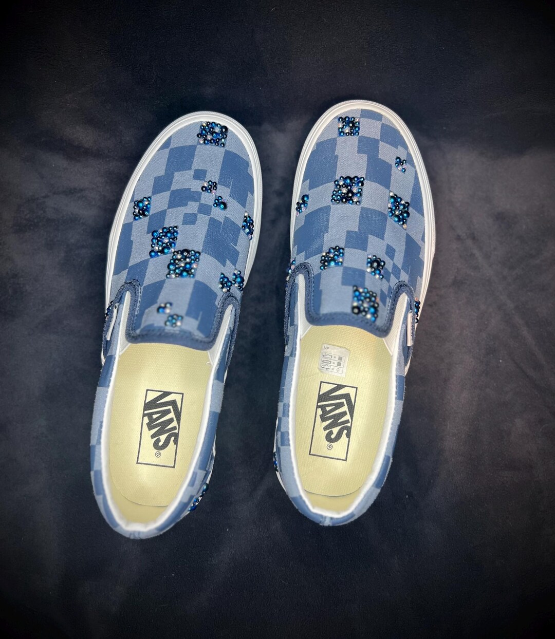 Platform Vans With Blue Pearl Beads and Rhinestones - Etsy