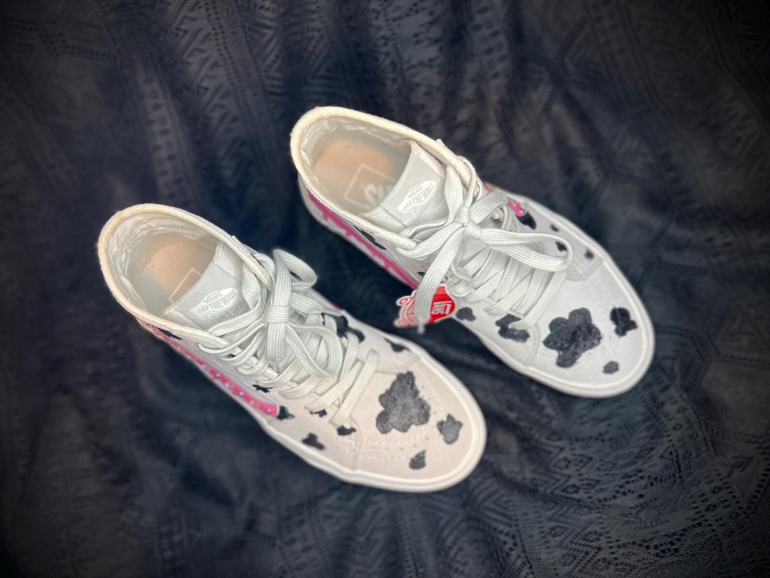 Platform Suede Womens Custom Cow Print Vans With Rhinestones Drip ...