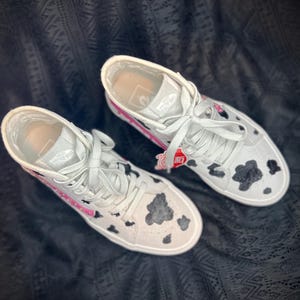 Platform Suede Womens Custom Cow Print Vans With Rhinestones Drip ...
