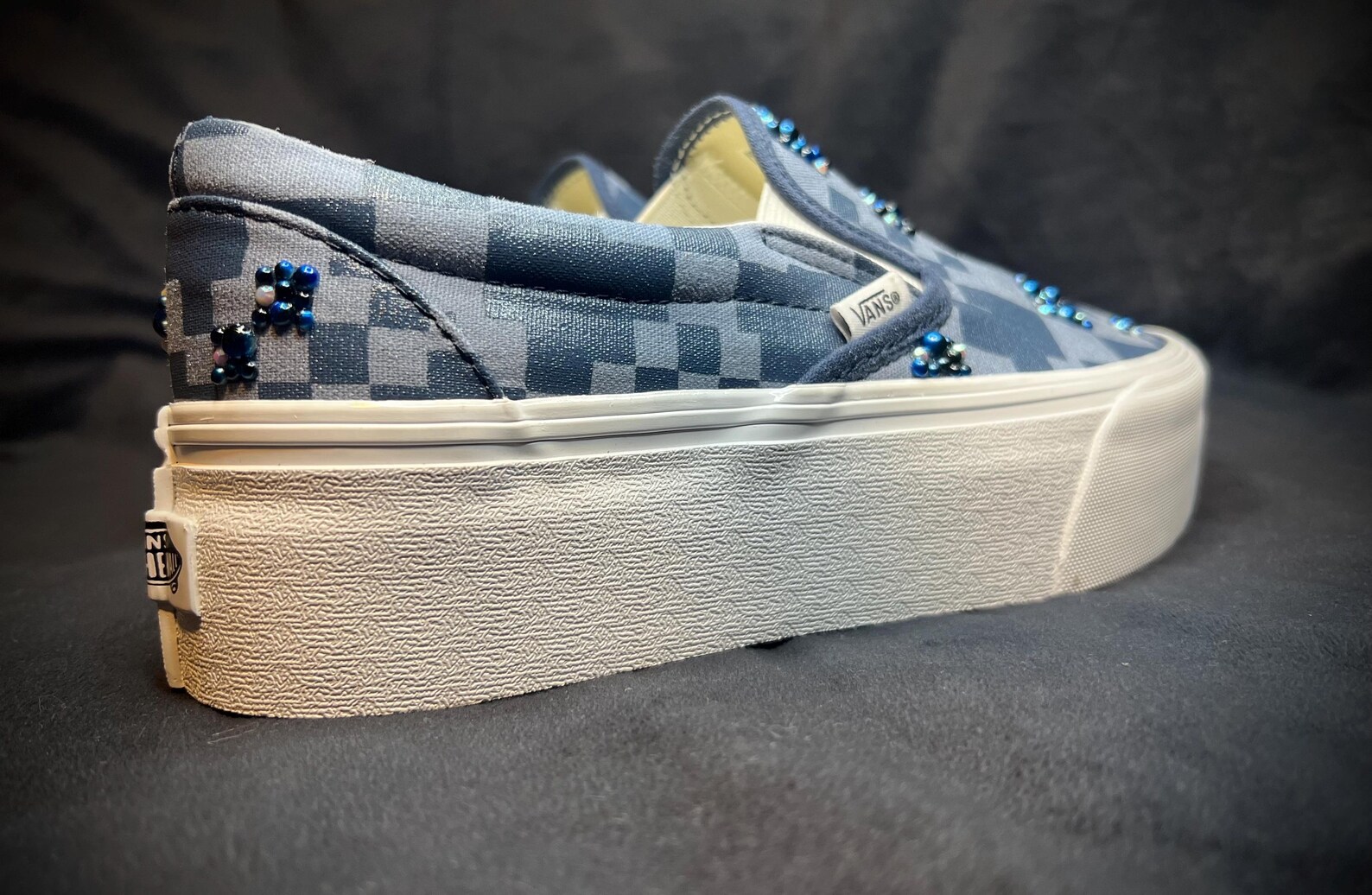 Platform Vans With Blue Pearl Beads and Rhinestones - Etsy