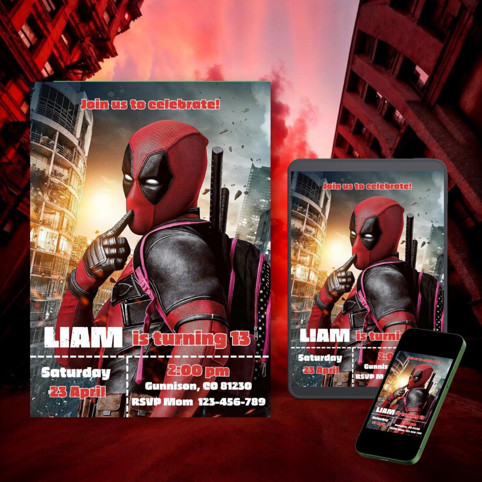 Invitación de cumpleaños de Deadpool, invitación de cumpleaños ...