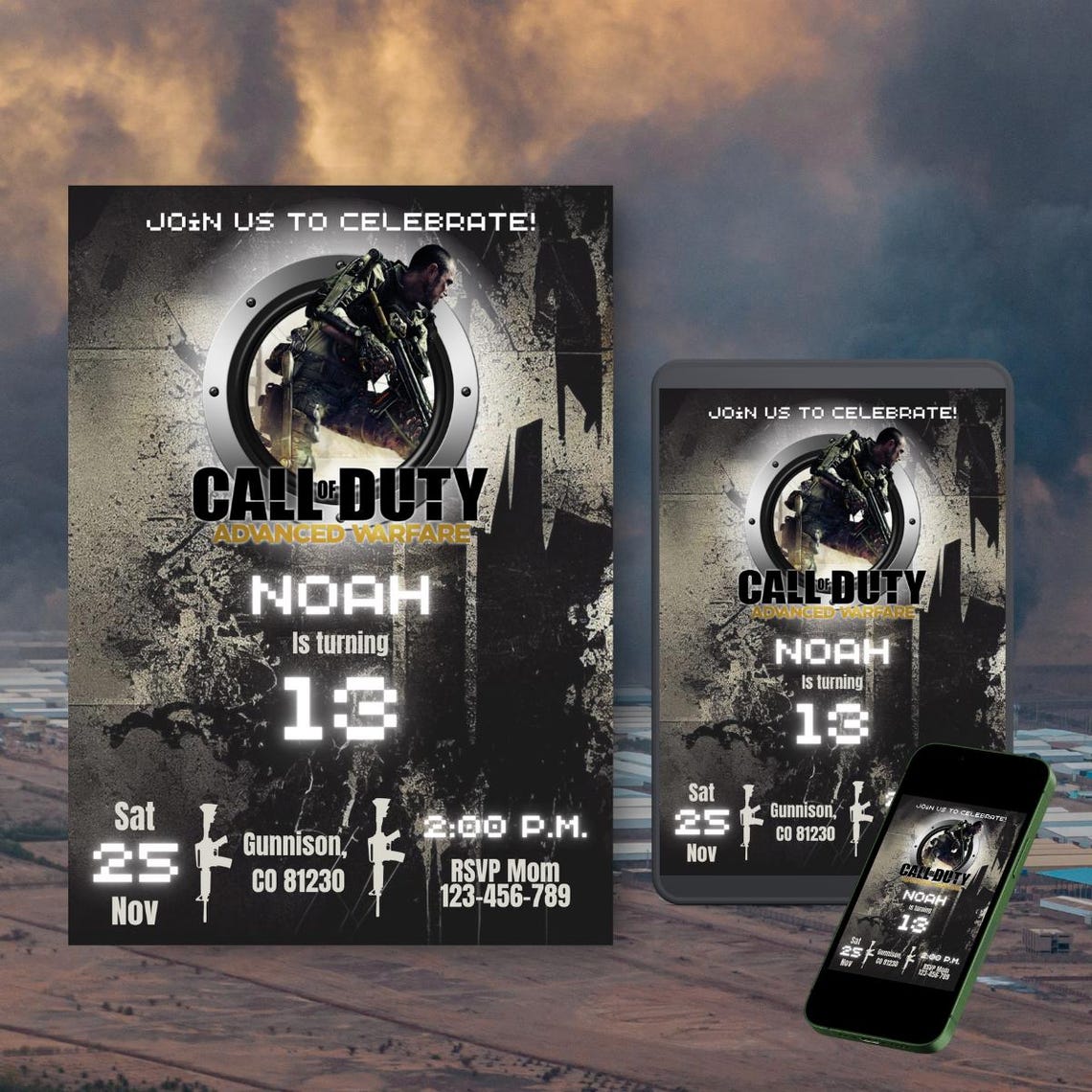 Call of Duty Birthday Invitation, Printable and Digital Birthday Invite ...