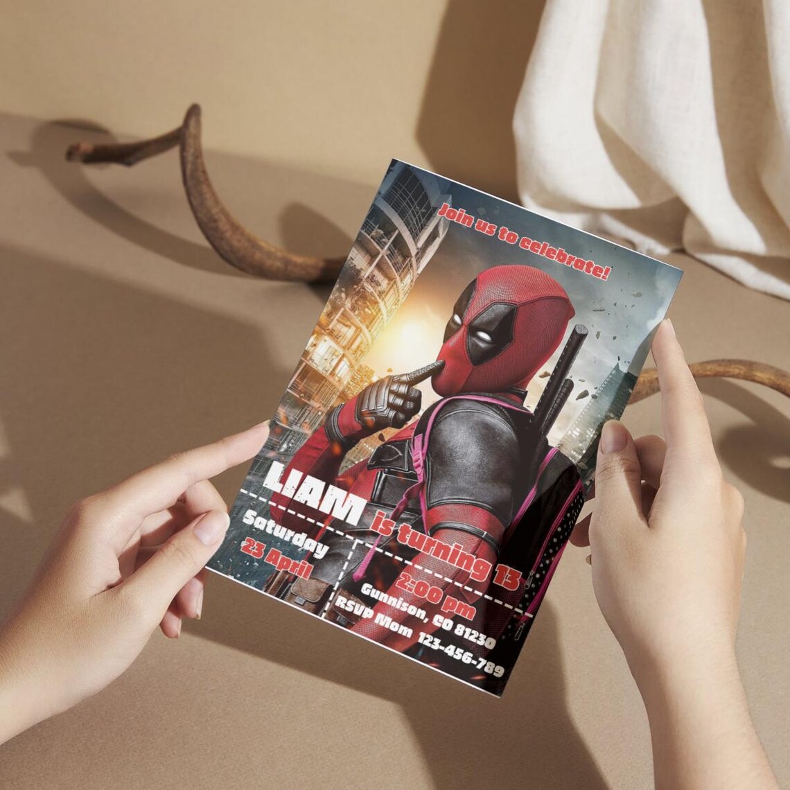 Invitación de cumpleaños de Deadpool, invitación de cumpleaños ...