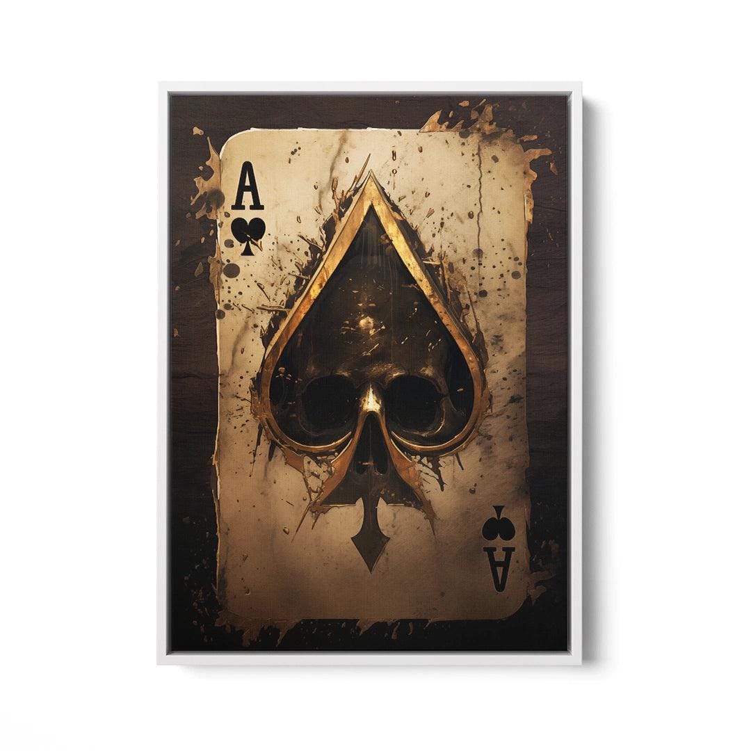 Ace Skull Card Canvas Game Card Wall Art Canvas Frame Included - Etsy