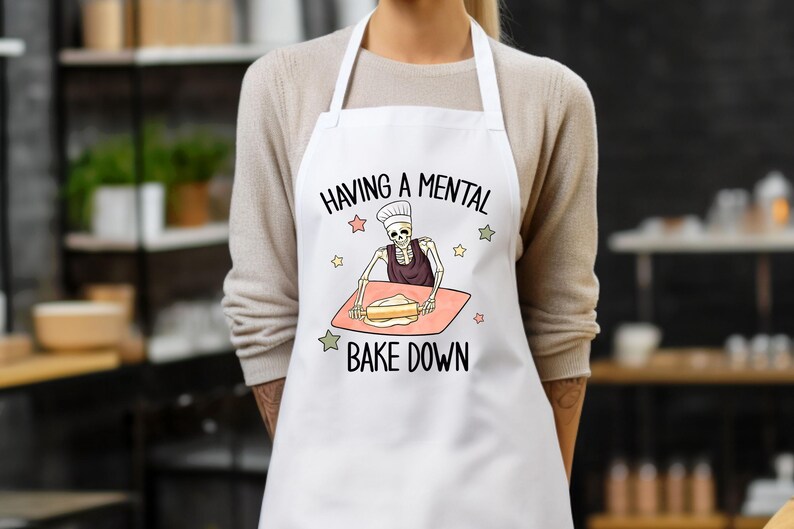 Having a Mental Bake Down Apron, Skeleton Chef Apron, Gift for Baker ...